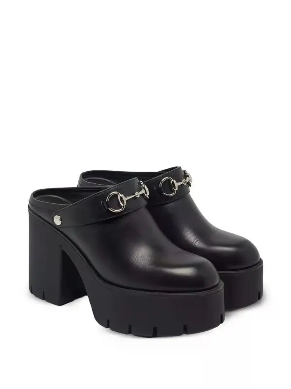 Gucci Leather Horsebit Platform Mules