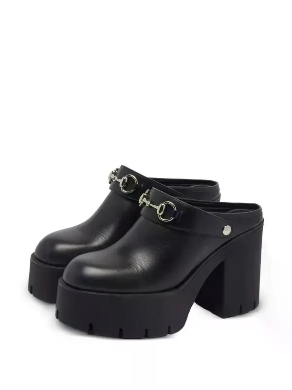 Gucci Leather Horsebit Platform Mules