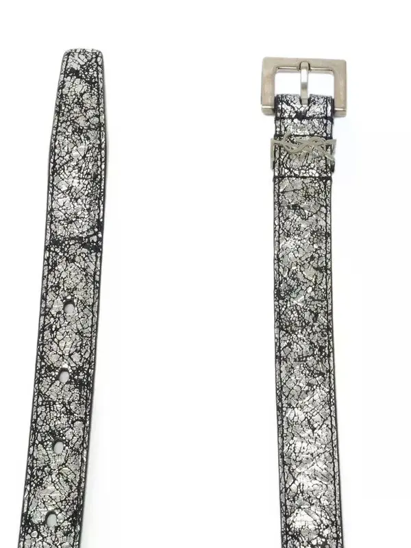 Saint Laurent 2019 Cassandre Crackle-effect Belt
