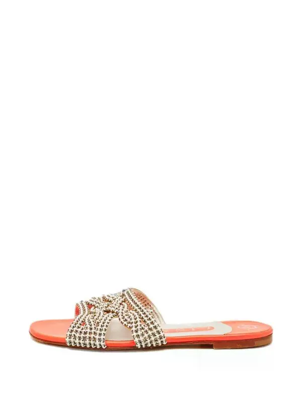 GINA Crystal-embellished Leather Slides