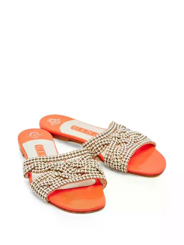 GINA Crystal-embellished Leather Slides