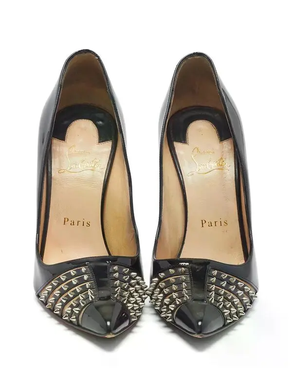 CHRISTIAN LOUBOUTIN Studded Patent Leather And Mesh Pumps