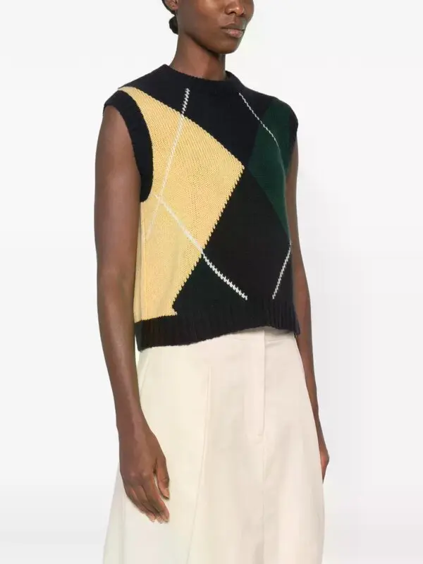 BEYOU Argyle-knit Sleeveless Vest
