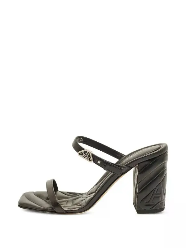 Alexander McQueen Leather Seal Buckle Sandals - Black