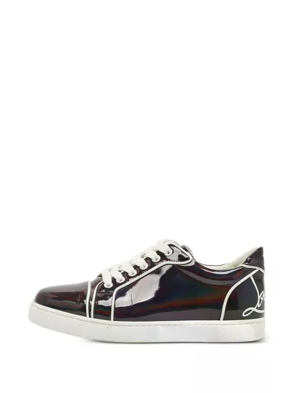 CHRISTIAN LOUBOUTIN Vieira Patent Leather Lace Up Sneakers - Black