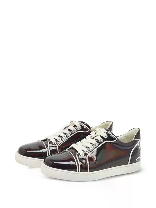 CHRISTIAN LOUBOUTIN Vieira Patent Leather Lace Up Sneakers - Black