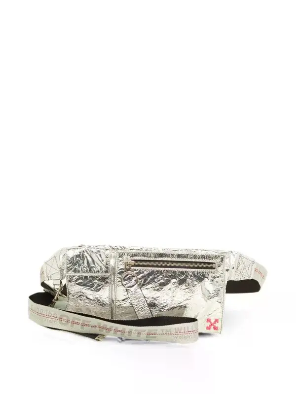 Off-White Crinkle Leather Belt Bag - Silver