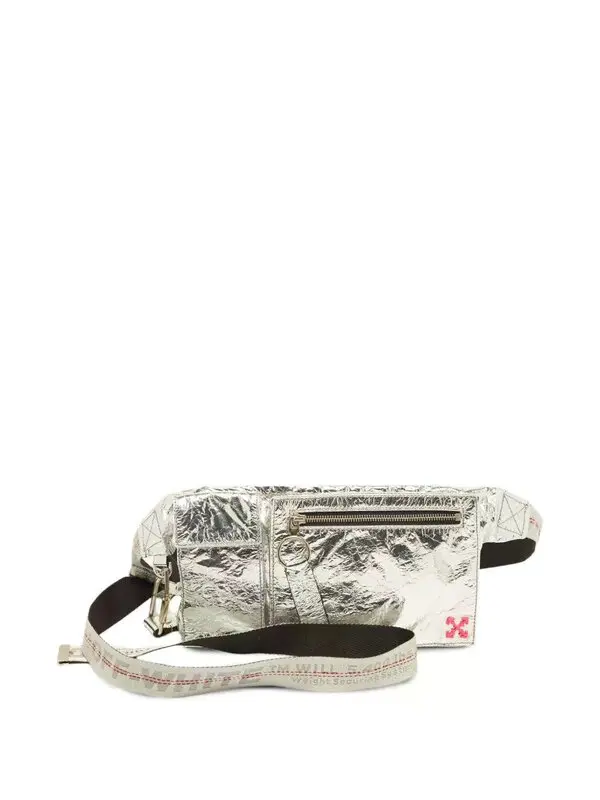 Off-White Crinkle Leather Belt Bag - Silver