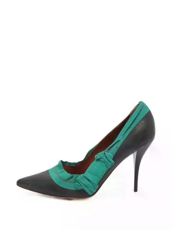 LANVIN Ruffled Grosgrain-trimmed Pointed Toe Pumps