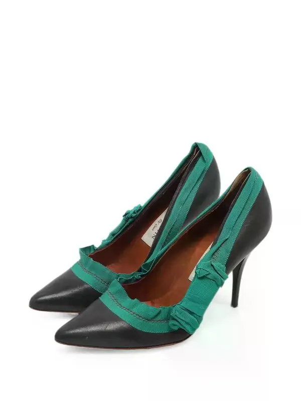 LANVIN Ruffled Grosgrain-trimmed Pointed Toe Pumps