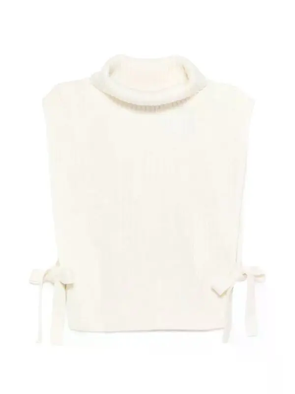 Maje Ribbed-knit Tie-fastening Vest - Neutrals