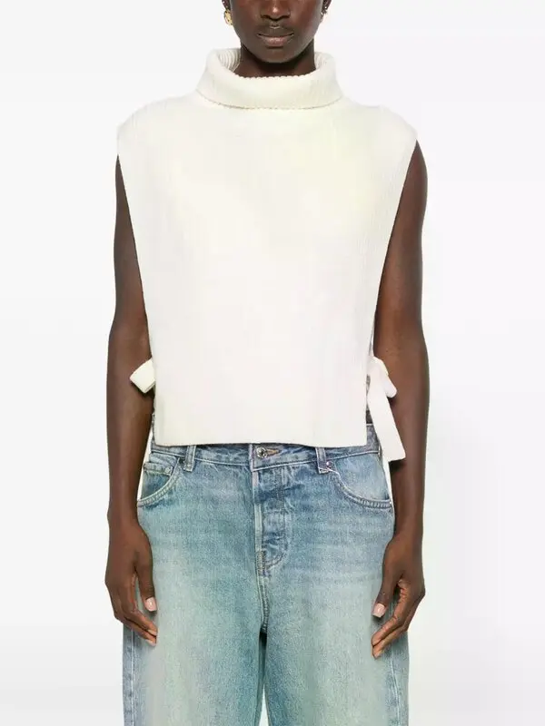 Maje Ribbed-knit Tie-fastening Vest