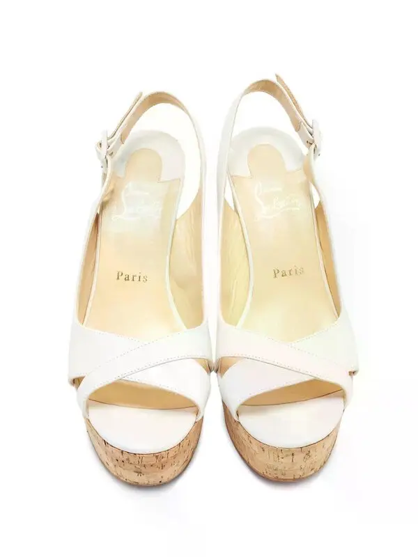 CHRISTIAN LOUBOUTIN Leather Criss-cross Wedge Sandals