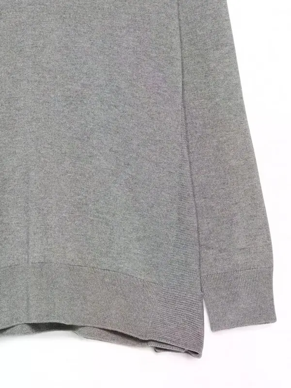 Alpha Studio Side-slit Crew Neck Sweater - Grey