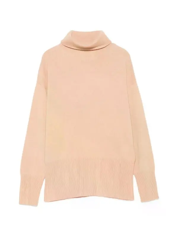 Alpha Studio Roll Neck Sweater With Ribbed Trims - Neutrals