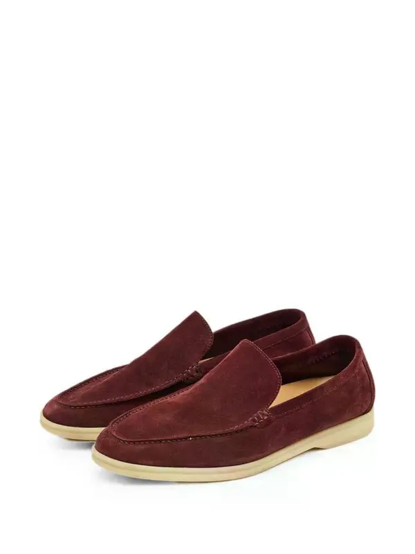 Loro Piana Summer Walk Suede Loafers - Red