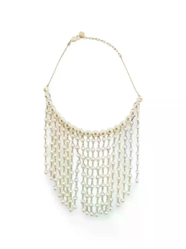 Dior Faux Pearl Fringe Choker Necklace - Gold