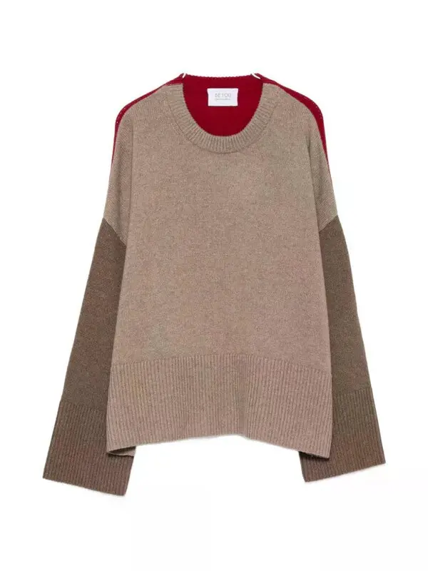 BEYOU Colour-block Ribbed-trim Sweater