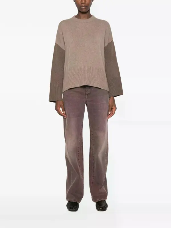 BEYOU Colour-block Ribbed-trim Sweater