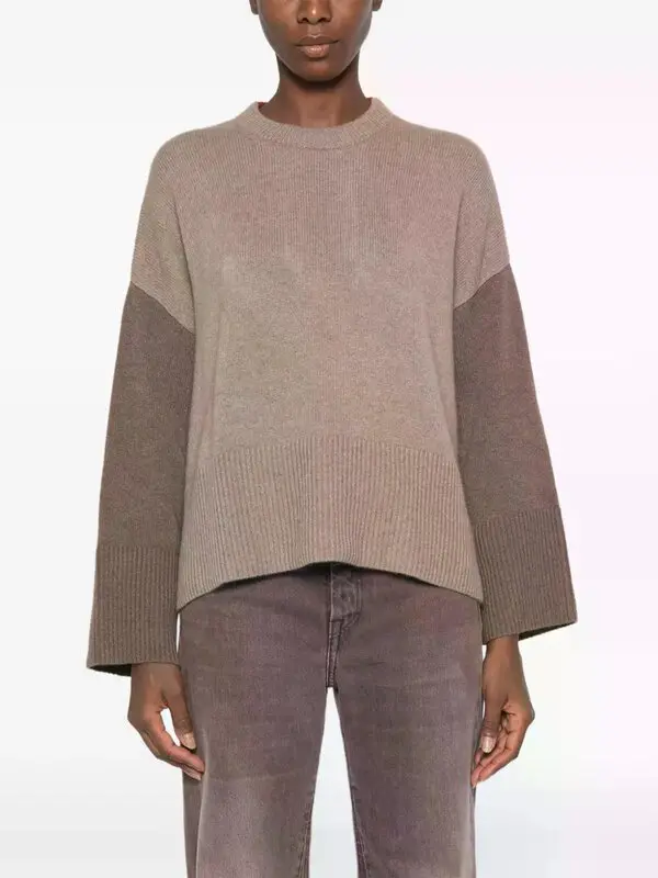 BEYOU Colour-block Ribbed-trim Sweater