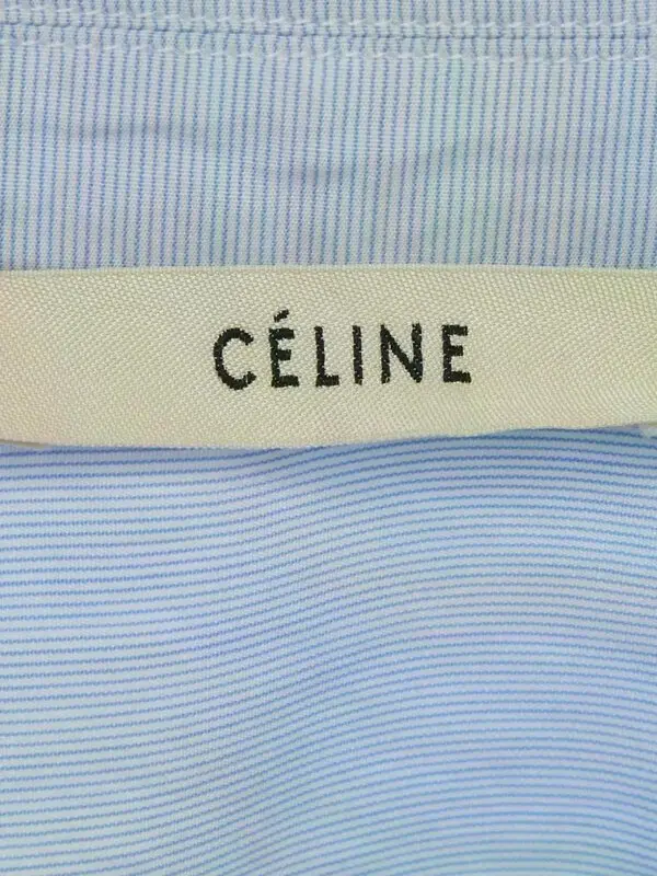 Celine Pinstripe Rose Embroidered Cotton Shirt