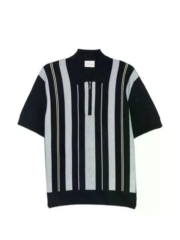 Drole De Monsieur Striped Zip-up Polo Shirt