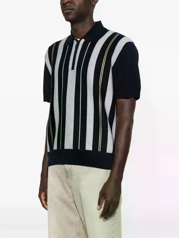 Drole De Monsieur Striped Zip-up Polo Shirt