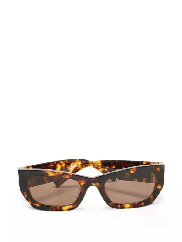 Miu Miu Rectangle Sunglasses With Tortoiseshell Effect And Gold-tone Hardware - Brown
