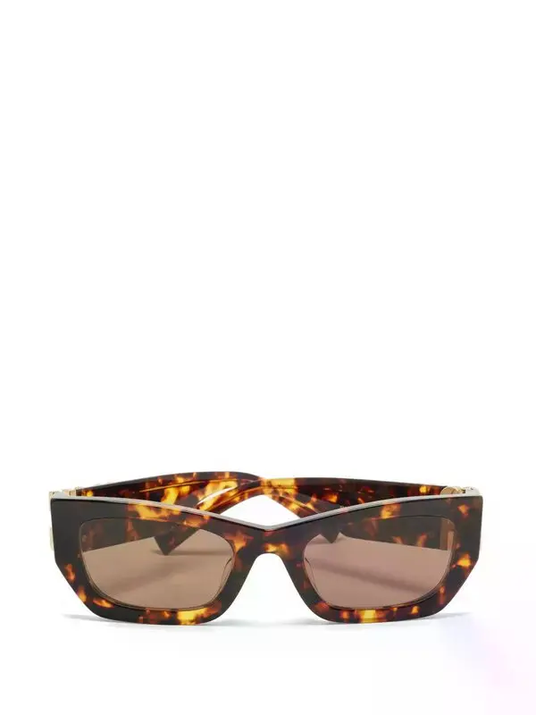 Miu Miu Rectangle Sunglasses With Tortoiseshell Effect And Gold-tone Hardware - Brown