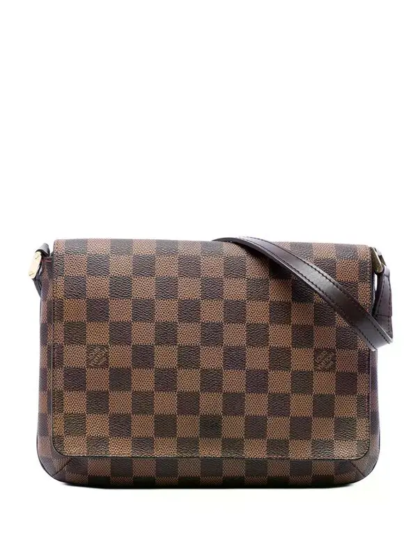 LOUIS VUITTON 2002 Damier Ebene Musette Tango Long Strap Crossbody Bag - Brown