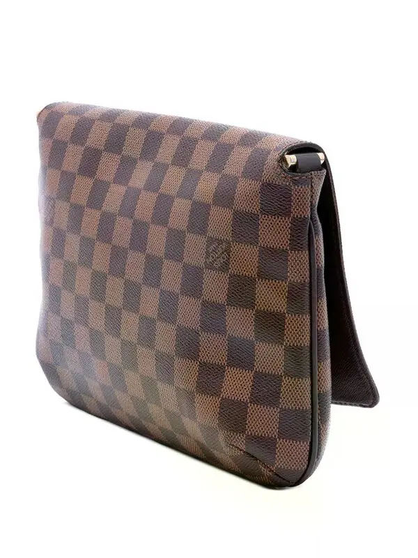 LOUIS VUITTON 2002 Damier Ebene Musette Tango Long Strap Crossbody Bag