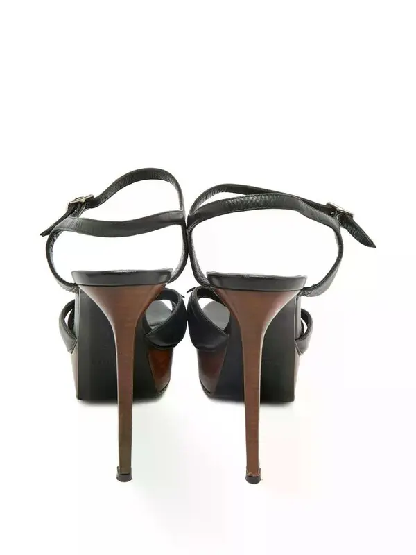 Saint Laurent Leather Bow Detail Ankle Strap Platform Stiletto Sandals