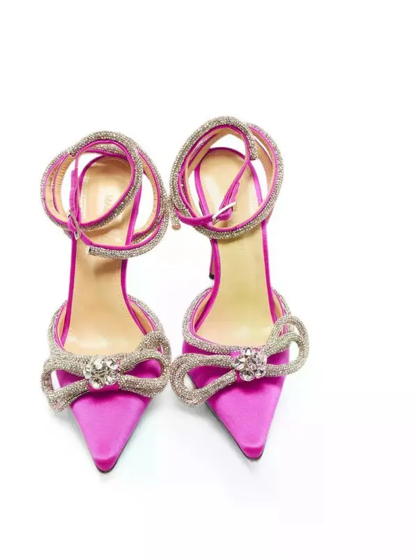 Mach & Mach Double Bow Crystal-embellished Heeled Pumps