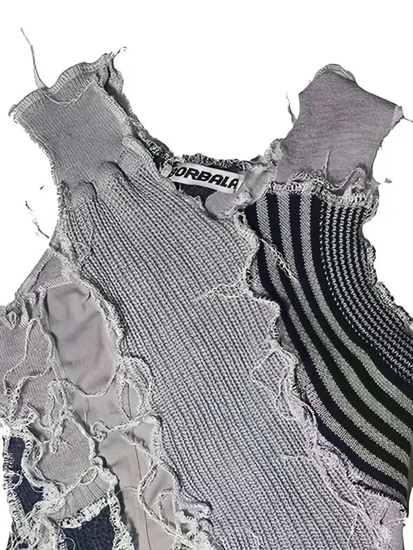 BORBALA Fluff Patchwork-effect Fluffy Tank Top