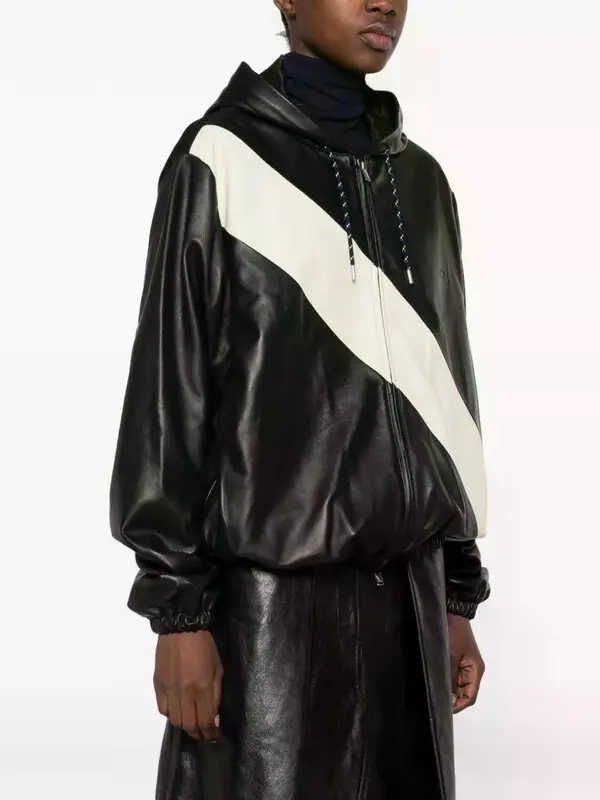 WALES BONNER Leather Hooded Jacket