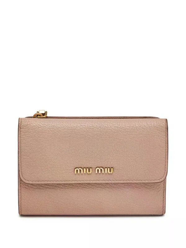 Miu Miu Logo-plaque Trifold Wallet - Neutrals