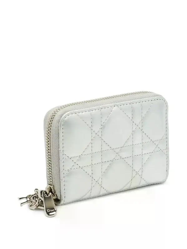 Dior 2023 Lady Voyageur Cannage Wallet - Silver