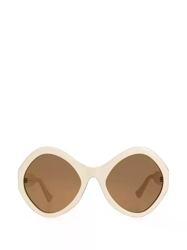 Valentino Garavani Vlogo Round-frame Oversized Sunglasses - Neutrals