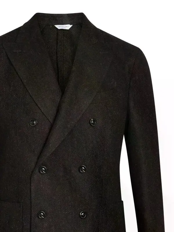 Boglioli Double-breasted Herringbone Blazer