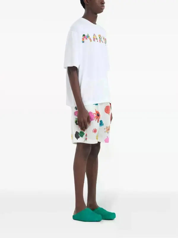 Marni Floral Logo-print Cotton T-shirt