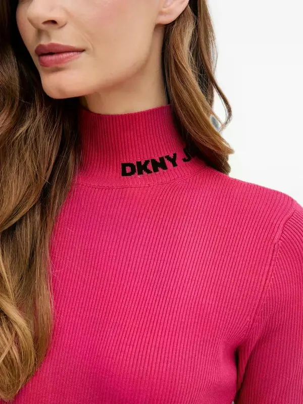 Dkny Logo-embroidered Ribbed-knit Midi Dress