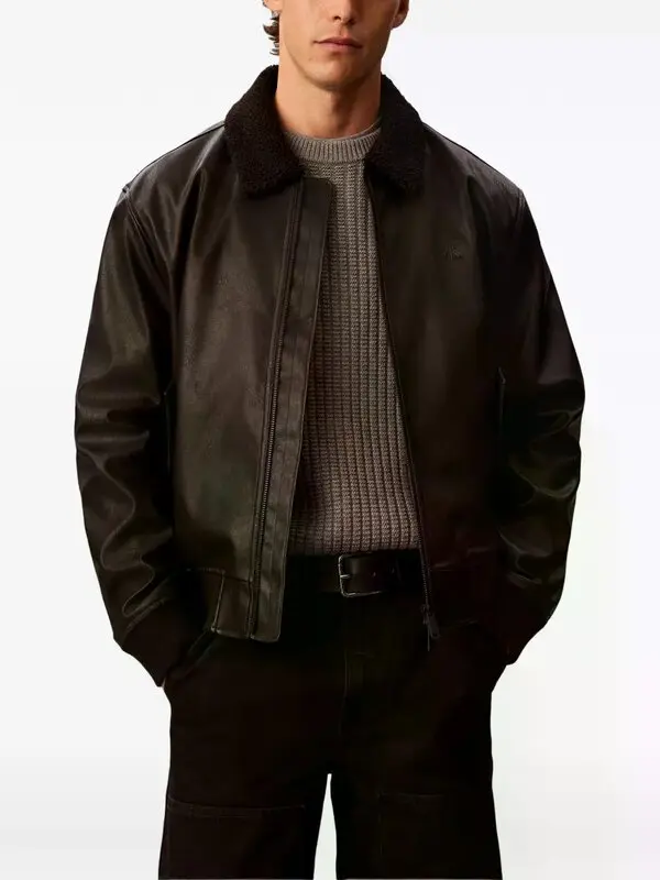Calvin Klein Shearling-collar Faux-leather Jacket