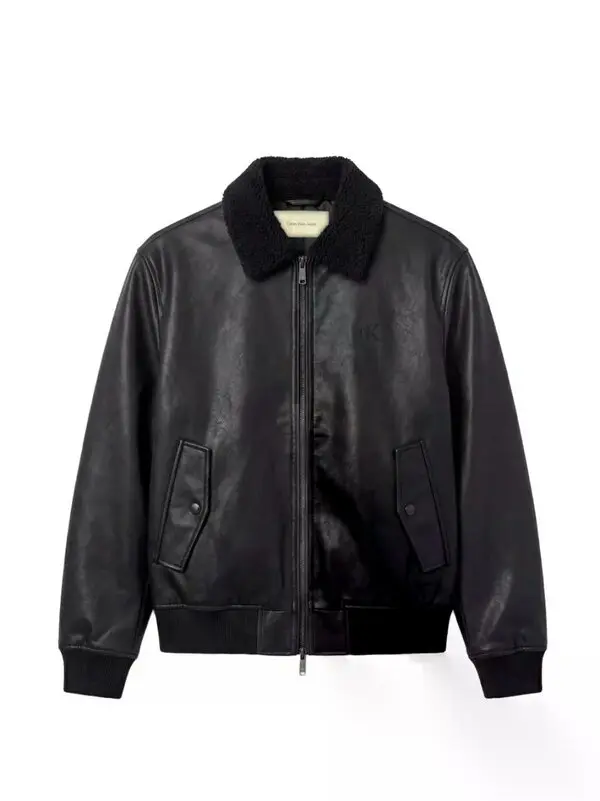 Calvin Klein Shearling-collar Faux-leather Bomber Jacket
