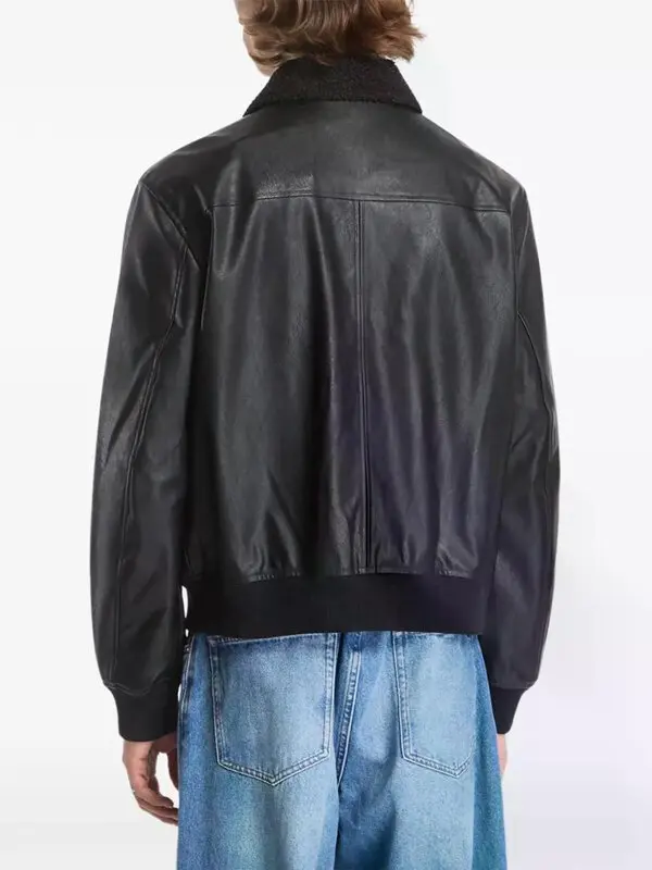 Calvin Klein Shearling-collar Faux-leather Bomber Jacket