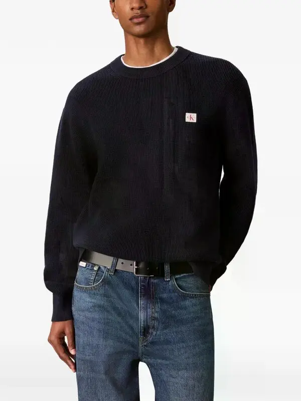 Calvin Klein Waffle-knit Logo-patch Sweater