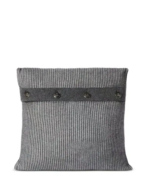 Brunello Cucinelli Cashmere Vanisé Rib Knit Cushion With Metal Buttons - Grey