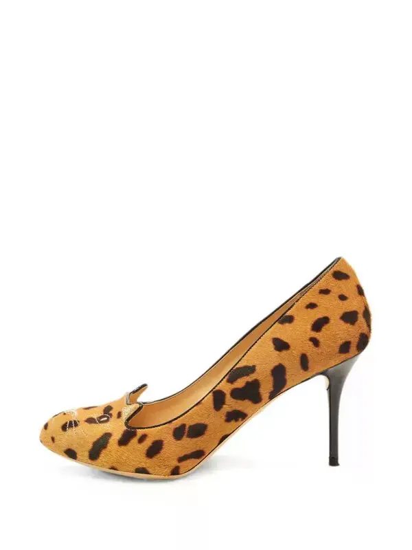 CHARLOTTE OLYMPIA Kitty Hyena-print Heeled Pumps - Neutrals