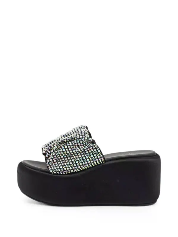 LE SILLA Crystal-embellished Wedge Sandals - Black