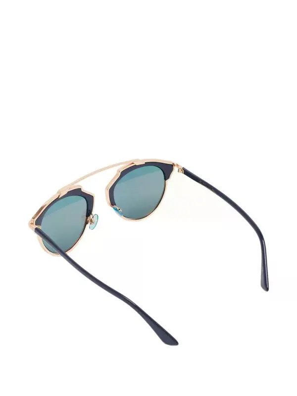 Dior Soreal1 Round Frame Sunglasses With Gold-tone Hardware - Blue