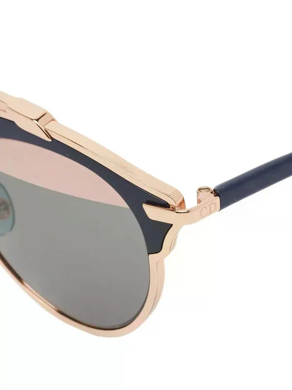 Dior Soreal1 Round Frame Sunglasses With Gold-tone Hardware - Blue